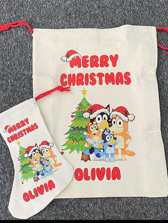 Bluey Santa sack – Rainbow Skye Designs