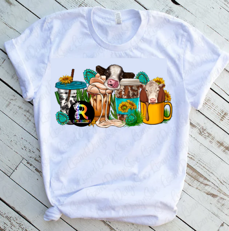 Cow frappe Coffee Tshirt – Rainbow Skye Designs