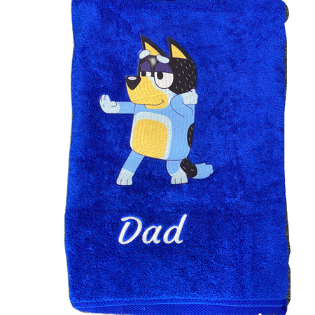 Bluey bandit Personalised towel – Rainbow Skye Designs